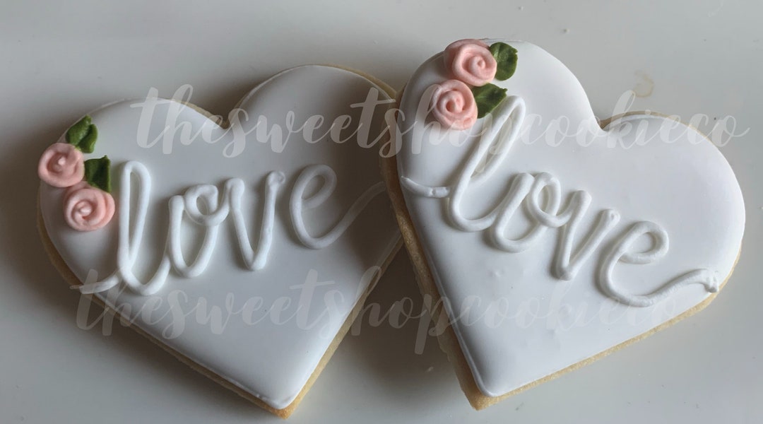 Floral Heart Love Cookies 1 Dozen - Etsy