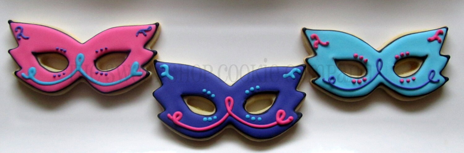 Masquerade Mask Cookies 1 dozen | Etsy