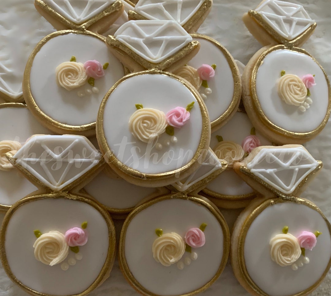 Floral Diamond Ring Cookies 1 Dozen - Etsy