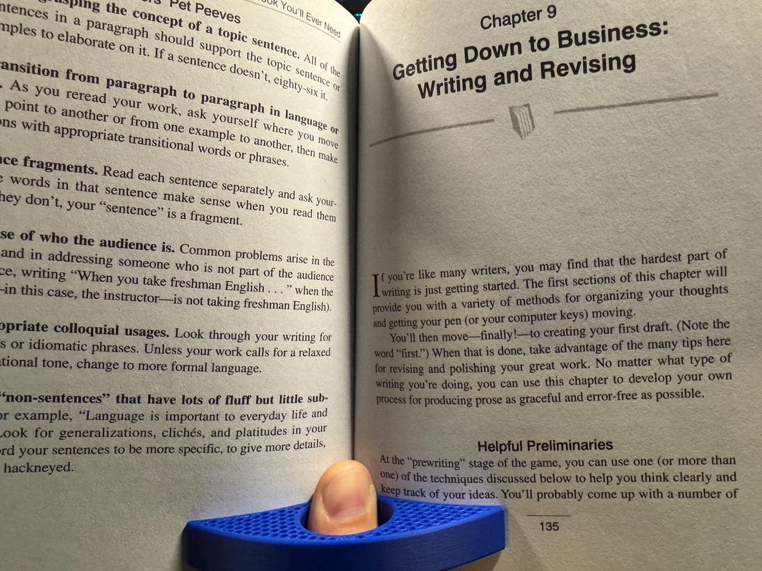 3D Printed Thumb Book Page Holder – One-handed Reading Aid - Etsy