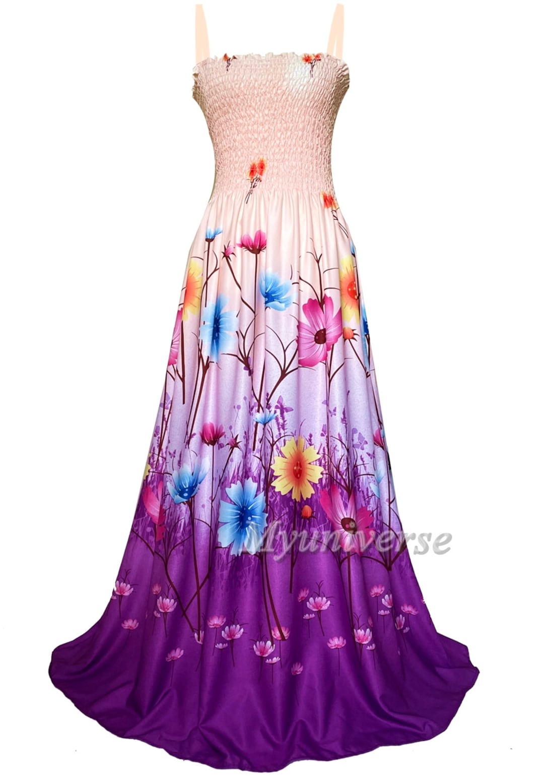 Beach Maxi Dress Blue Women Plus Size Floral Summer Sundress - Etsy