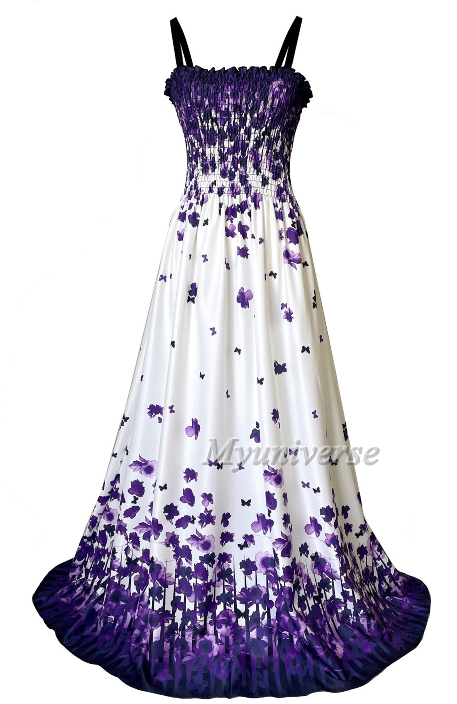 Long Sundress White Purple Plus Size Maxi Dress Women - Etsy