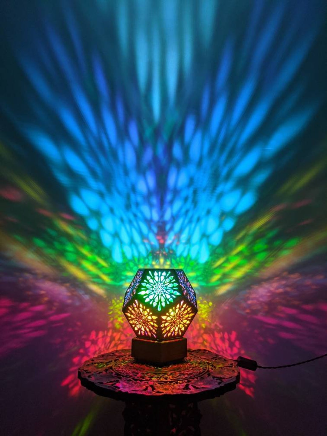 Desk Lamp Mandala Morocco Lamp Wood Light Bohemian - Etsy