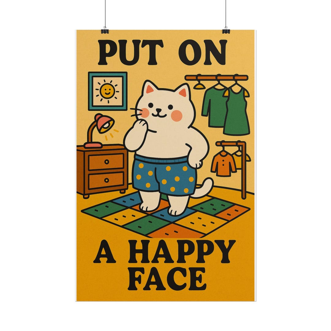 Happy Cat Art Print: Motivational Giclée Poster for Cat Lovers - Etsy