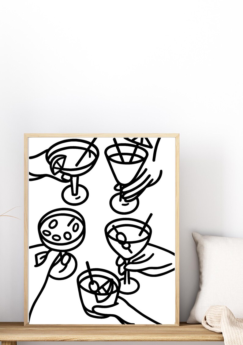 Minimalist Cocktail Recipe Print Set: Bar Cart Art (digital Download ...