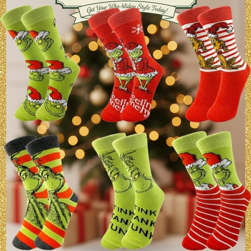 Grinch Decor Socks - Etsy