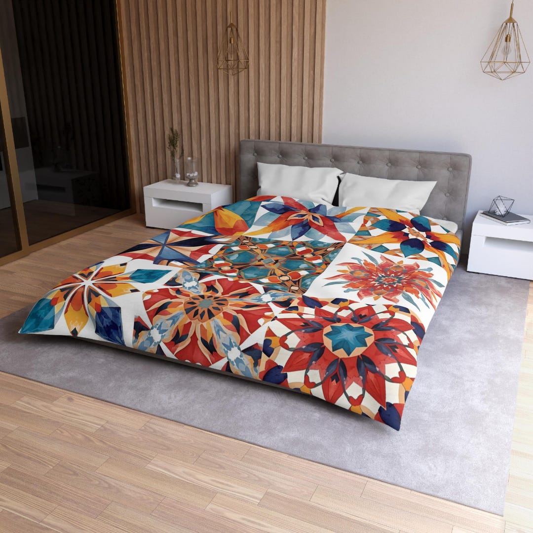 Colorful Geometric Mandala Quilt Block Duvet Cover - Etsy
