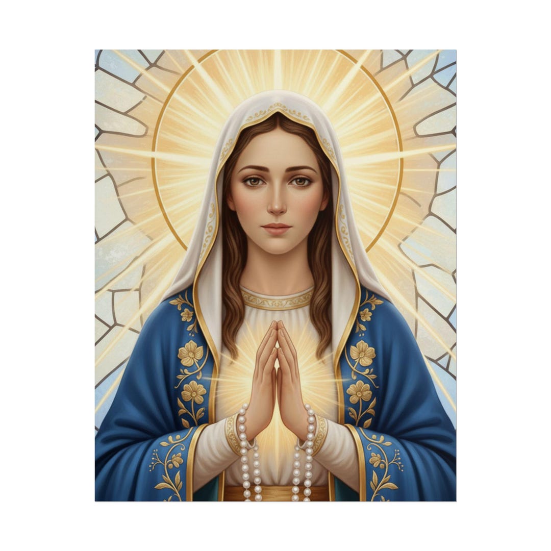 Virgin Mary Poster: Stained-glass Catholic Wall Art - Etsy
