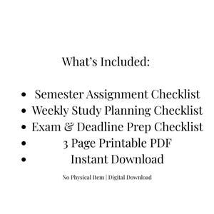College Student Checklist Bundle Printable | Study & Exam Planning ...