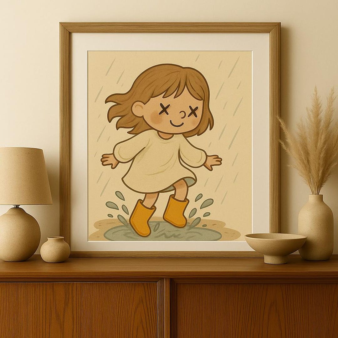 Whimsy Girl Print – Puddle Joy | Printable Wall Decor - Etsy