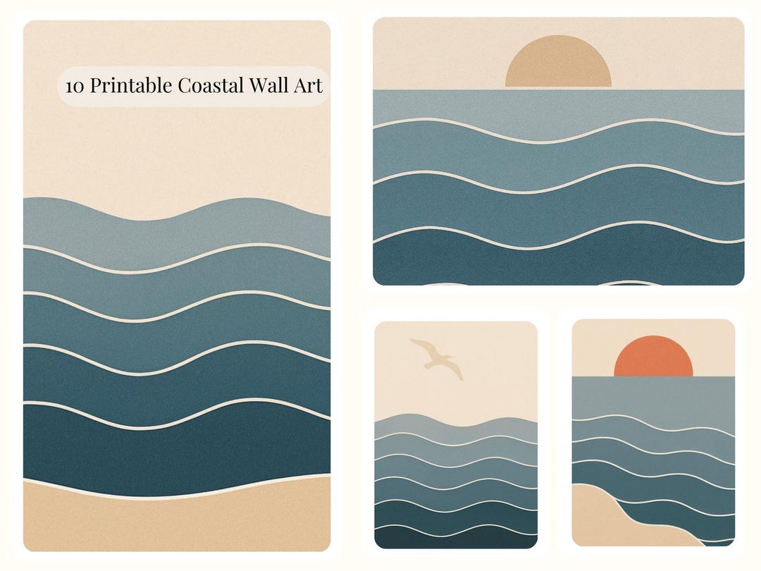 Calming Waves Coastal Wall Art Set | 10 Neutral Ocean Prints | Beach ...