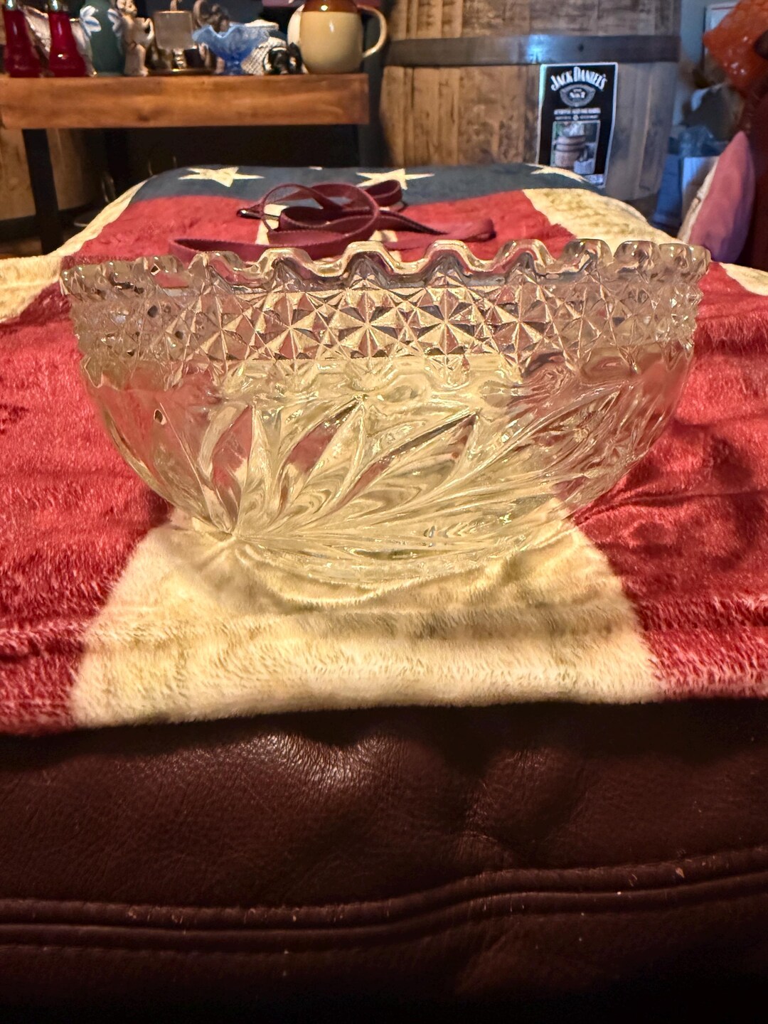 Vintage Pressed Glass Bowl: 8" Scalloped Edge Fruit Bowl - Etsy