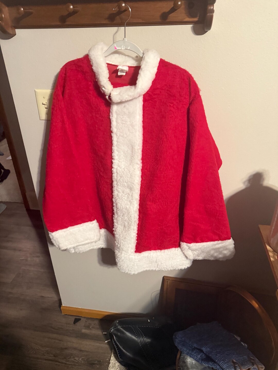 Vintage Santa Suit: Red Plush Costume, Elastic Waist (fits 28-52 Inch ...