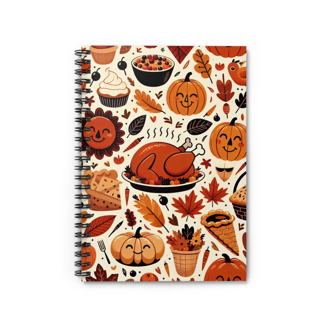 Thanksgiving Spiral Notebook: Fall Leaves Design, Ruled Pages - Etsy