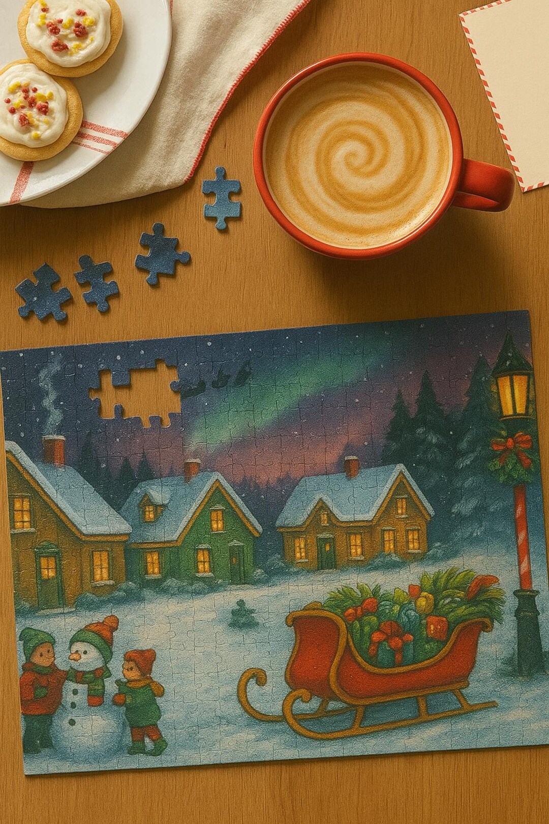 Christmas Village Snowmen Sleigh Puzzle Holiday Jigsaw 110, 252, and ...