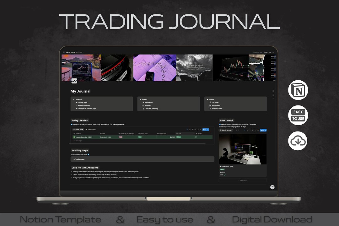 Notion Trading Template | Trade Journal | Trading Log | Planner ...