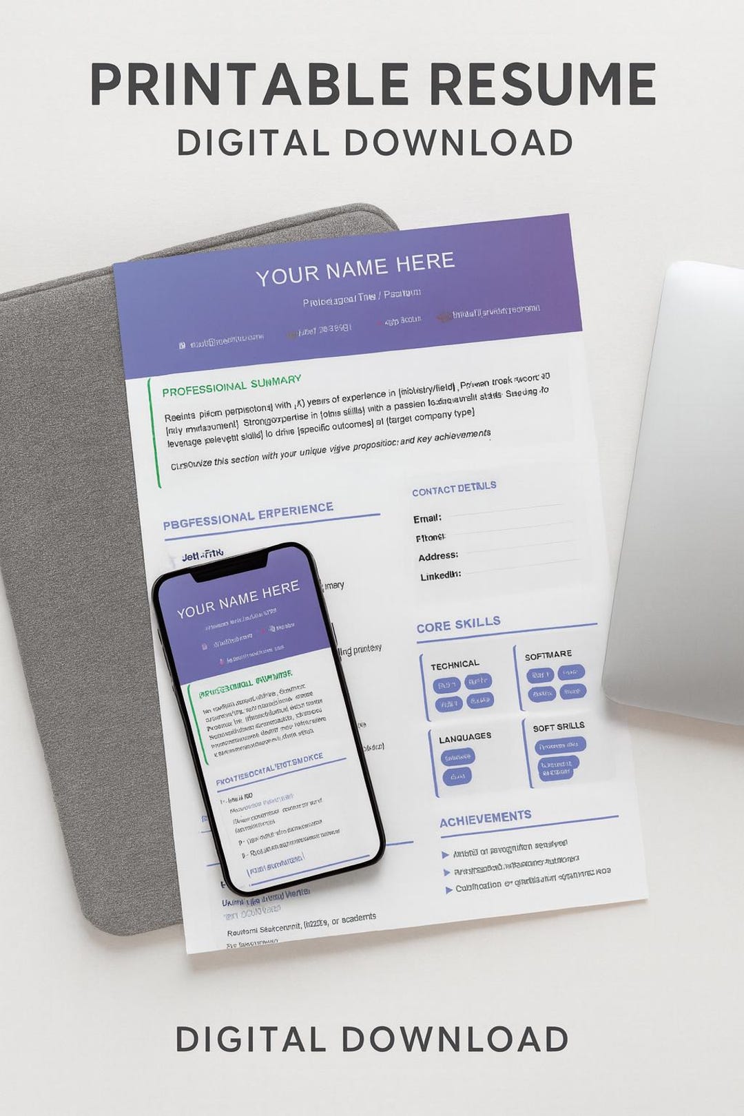 Modern Resume Template | Professional CV | ATS Friendly | Digital ...