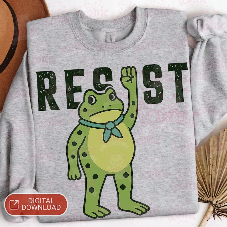 Resist Portland Frog PNG; Cute Activist Frog Art Png Svg - Etsy