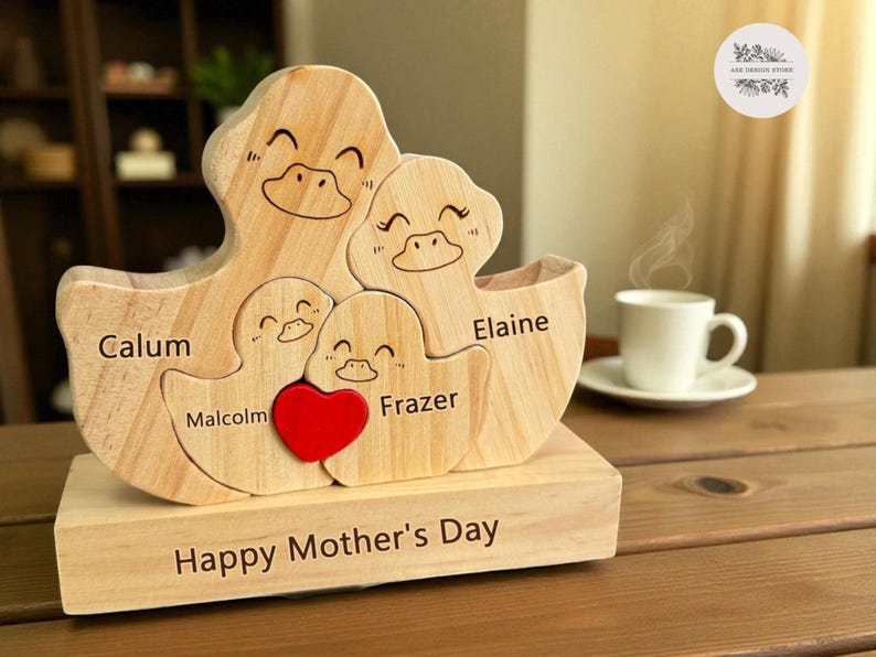Custom Wooden Duck Family Puzzle · Personalized Ducks Sign · Mother’s ...