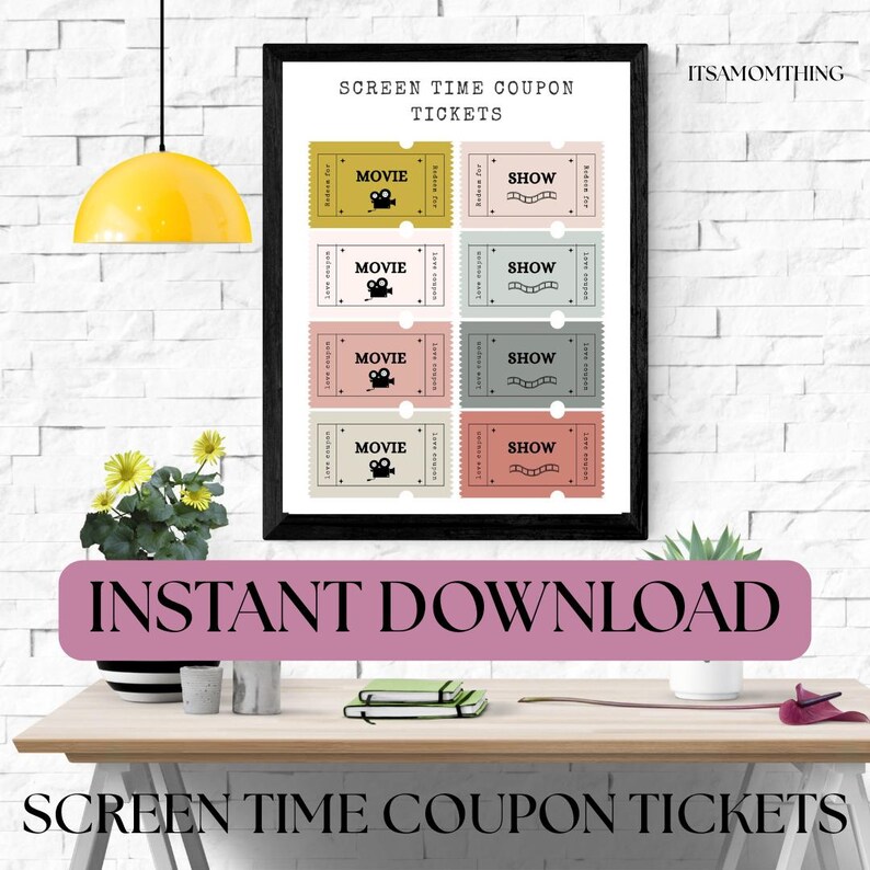 Printable Screen Time Coupons for Kids | Digital Tickets | Reward ...