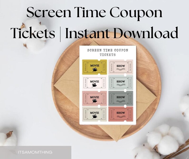 Printable Screen Time Coupons for Kids | Digital Tickets | Reward ...