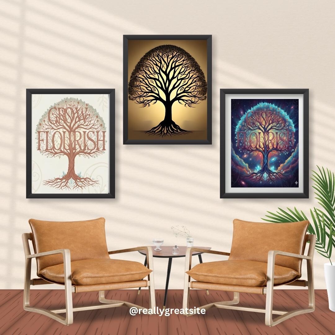Tree of Life Print Set: Boho Inspirational Wall Art (digital Download ...