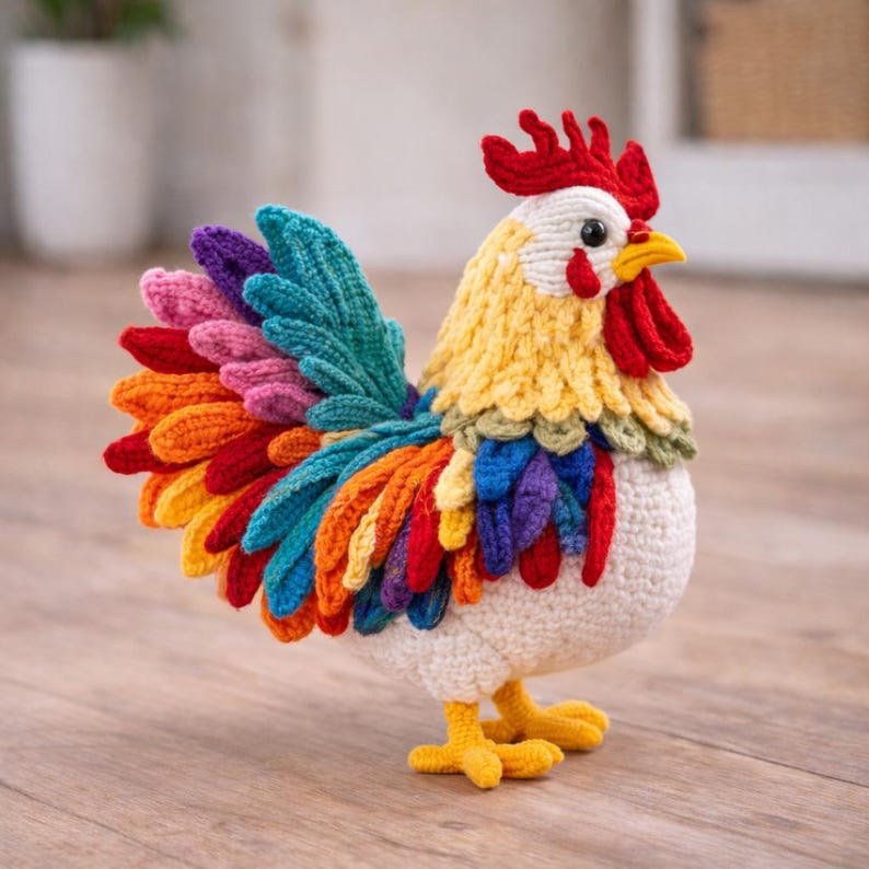 Realistic Rooster Amigurumi Crochet Pattern PDF – Farm Animal Crochet ...
