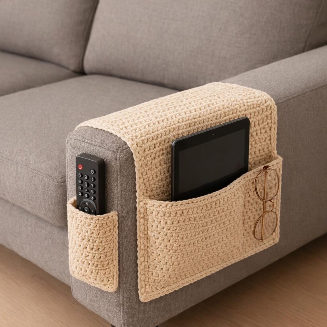 Crochet Couch Arm Organizer Pattern PDF – Sofa Armrest Storage With ...