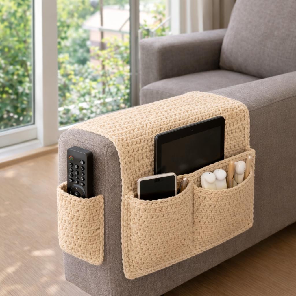 Crochet Couch Arm Organizer Pattern PDF – Sofa Armrest Storage With ...