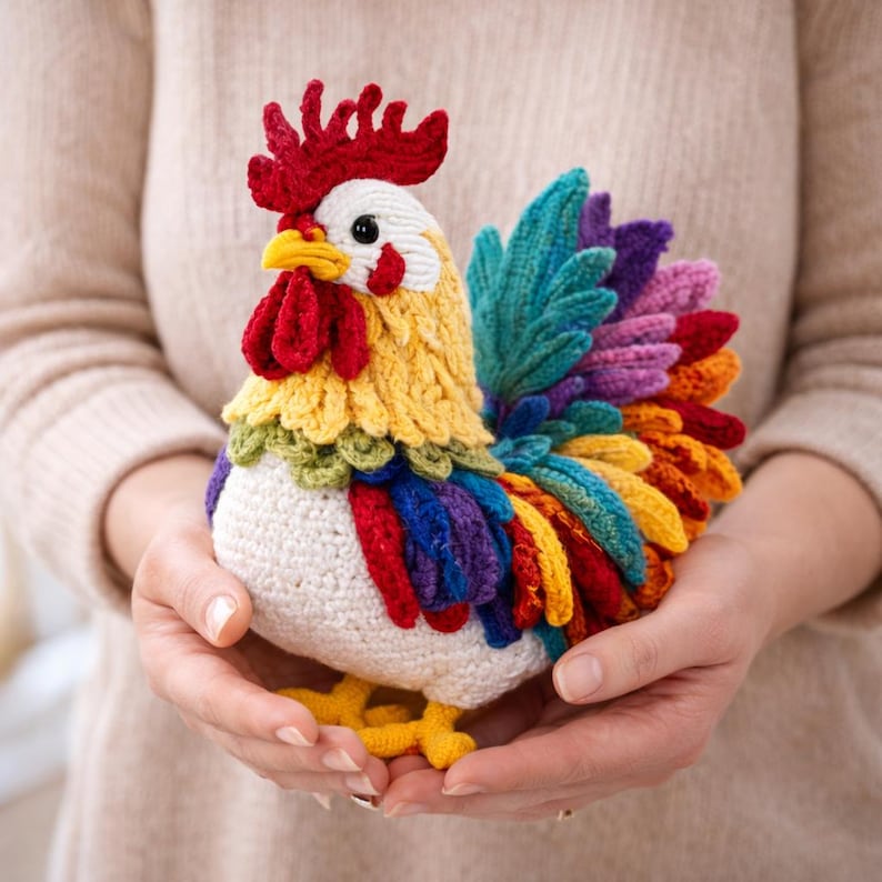 Realistic Rooster Amigurumi Crochet Pattern PDF – Farm Animal Crochet ...