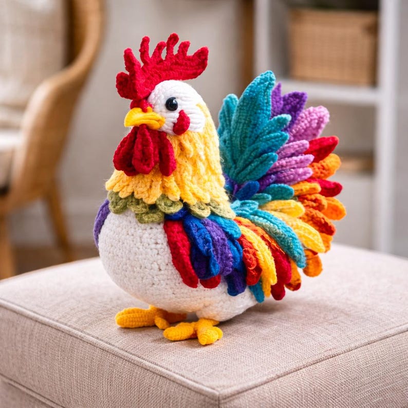 Realistic Rooster Amigurumi Crochet Pattern PDF – Farm Animal Crochet ...