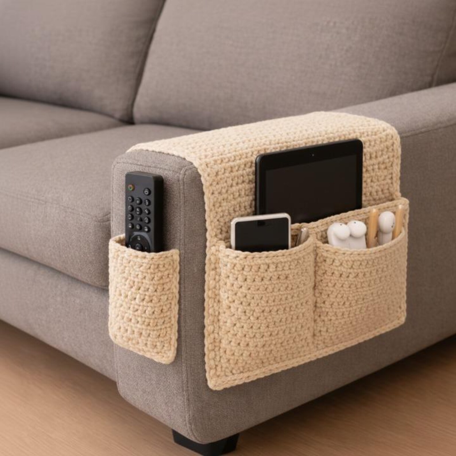 Crochet Couch Arm Organizer Pattern PDF – Sofa Armrest Storage With ...