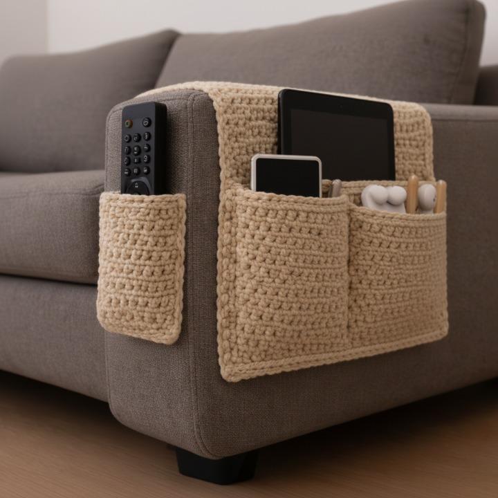 Crochet Couch Arm Organizer Pattern PDF – Sofa Armrest Storage With ...