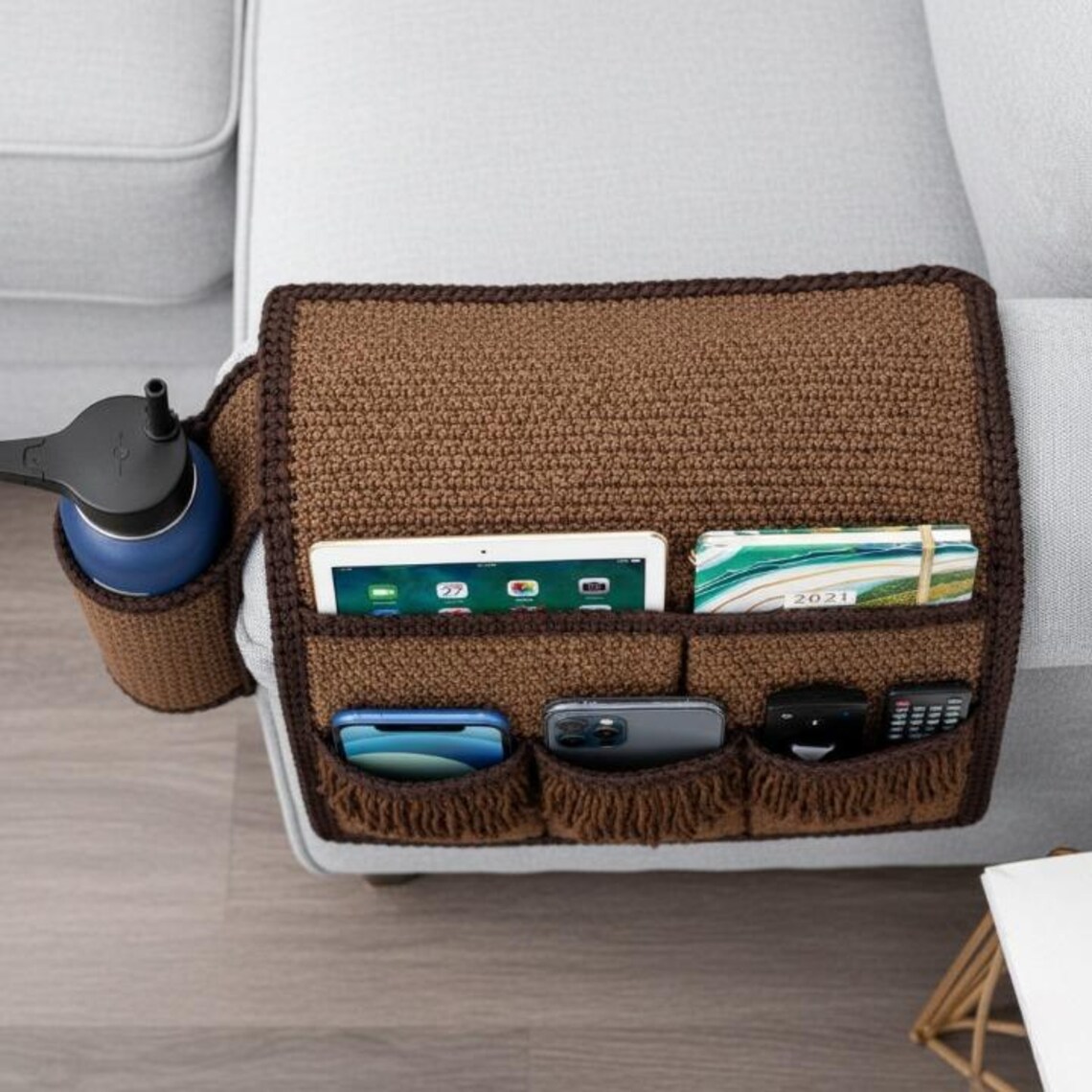 Crochet Couch Arm Organizer Pattern PDF – Sofa Caddy With Storage ...