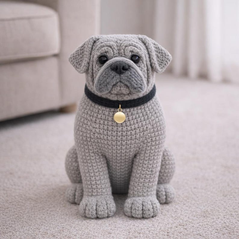 Realistic Bulldog Amigurumi Crochet Pattern PDF | Detailed Dog Crochet ...