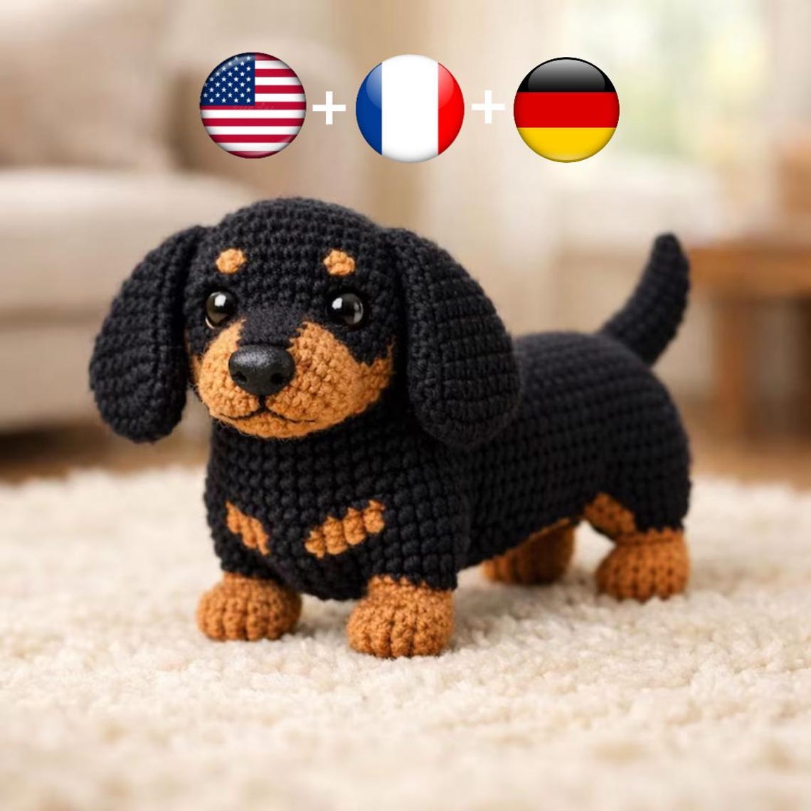 Dachshund Amigurumi Crochet Pattern PDF | Cute Long Dog Plush Tutorial ...