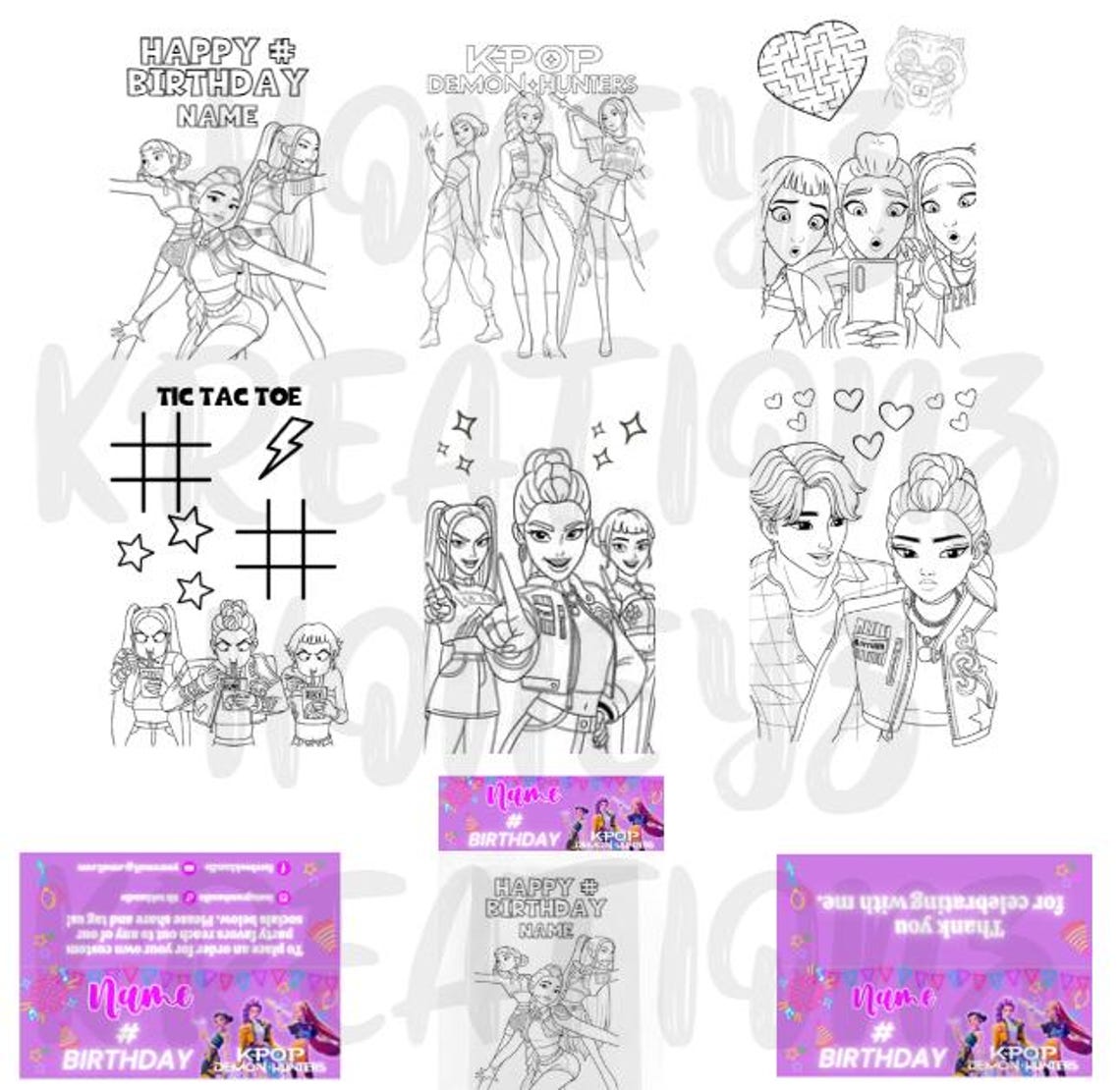 K POP 4x6 Coloring Pages for Kids: Party Favors (digital Download) - Etsy