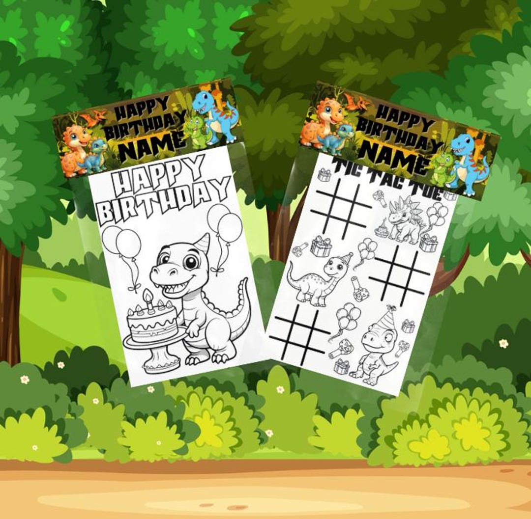 Dinosaur Birthday 4x6 Coloring Sheets for Kids. - Etsy Canada