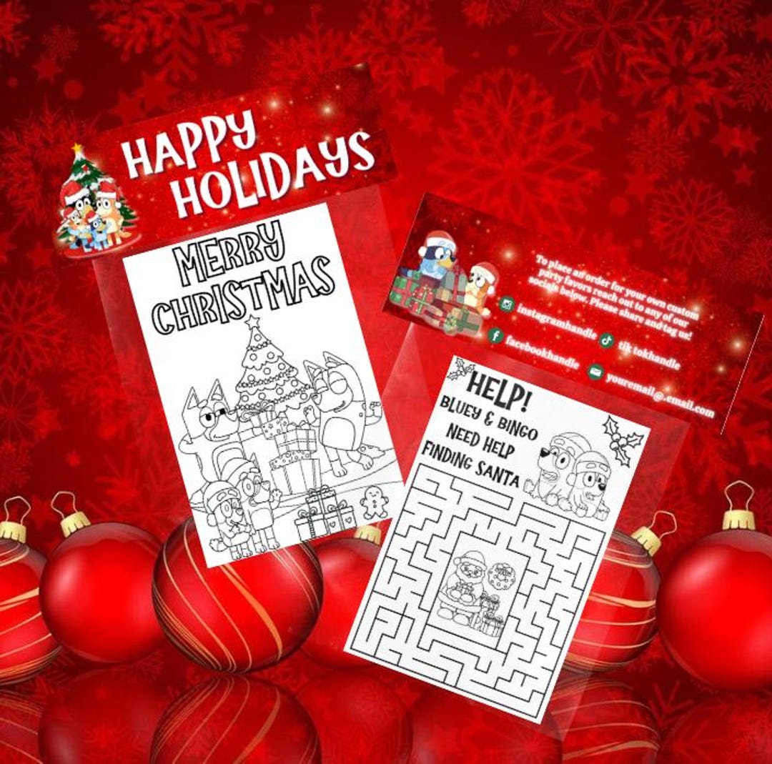 Christmas Blu3y 4x6 Coloring Pages for Kids: Party Favors (digital ...