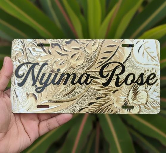 Hawaii Gold Lei Plates Small 7x4 Single Name in Black: Graduation Gift ...