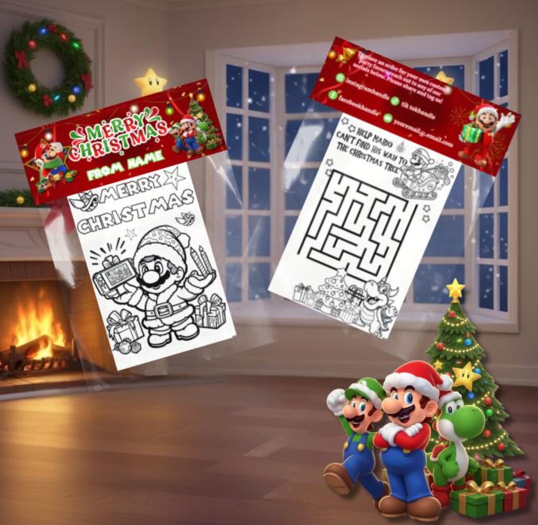 Christmas 4x6 Coloring Pages for Kids (party Favors, Traveling) Digital ...