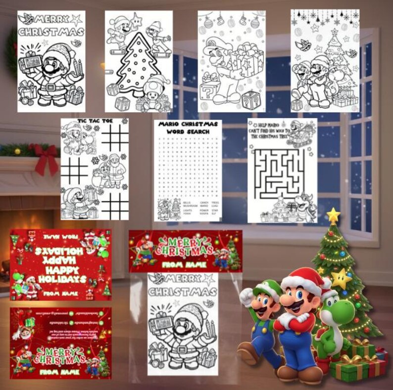 Christmas 4x6 Coloring Pages for Kids (party Favors, Traveling) Digital ...