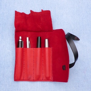 Pen Roll, Leather Pen Roll, Leather Pen Storage, Leather Pen Holder ...