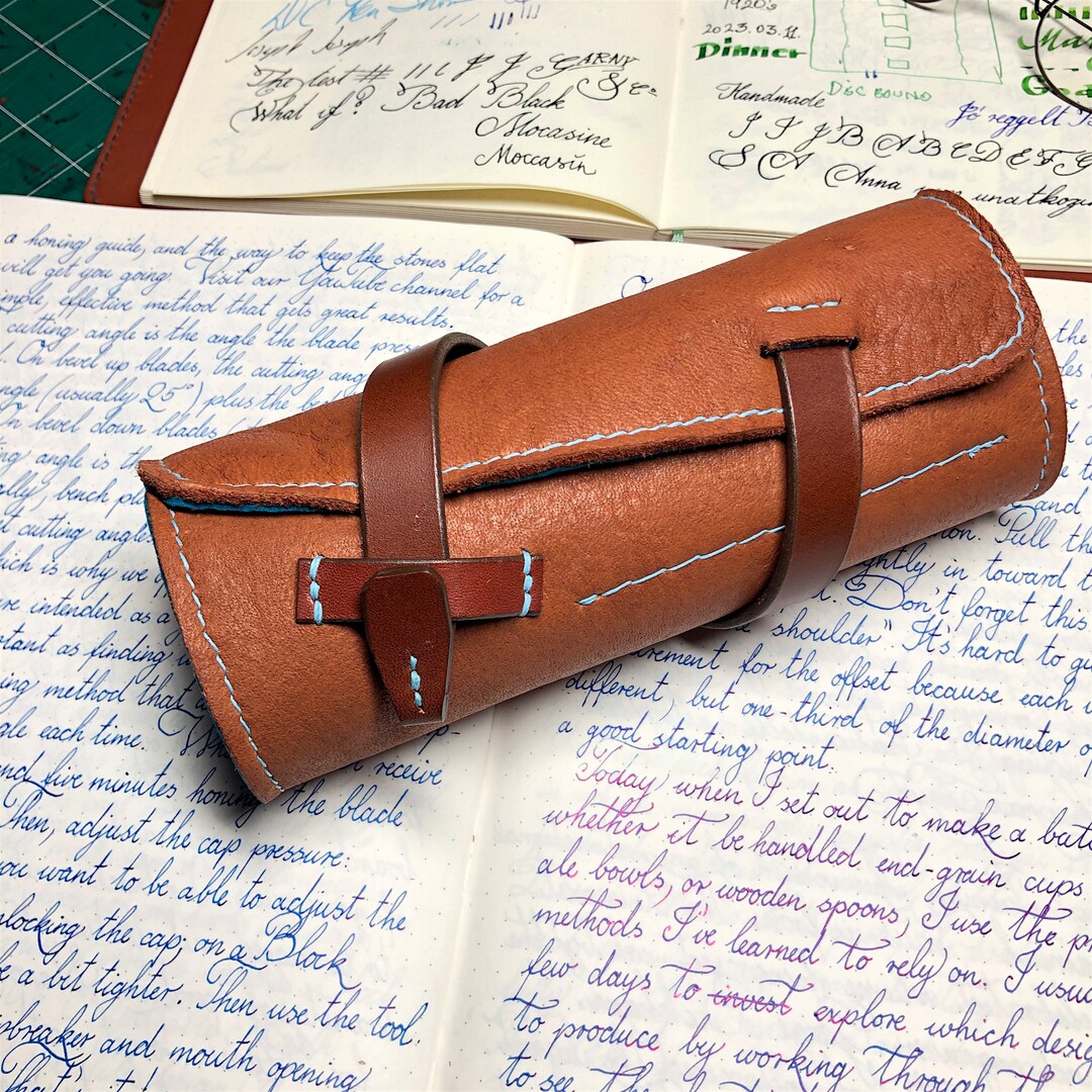 6 Pen Roll, Leather Pen Roll, Leather Pen Storage, Leather Pen Holder ...