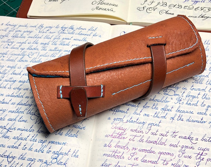 6 Pen Roll, Leather Pen Roll, Leather Pen Storage, Leather Pen Holder ...