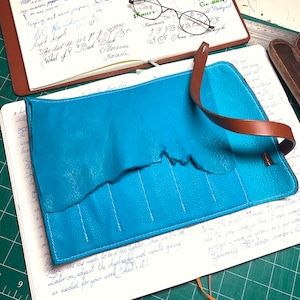 6 Pen Roll, Leather Pen Roll, Leather Pen Storage, Leather Pen Holder ...