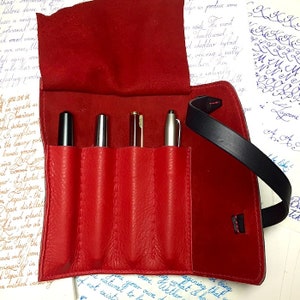 Pen Roll, Leather Pen Roll, Leather Pen Storage, Leather Pen Holder ...