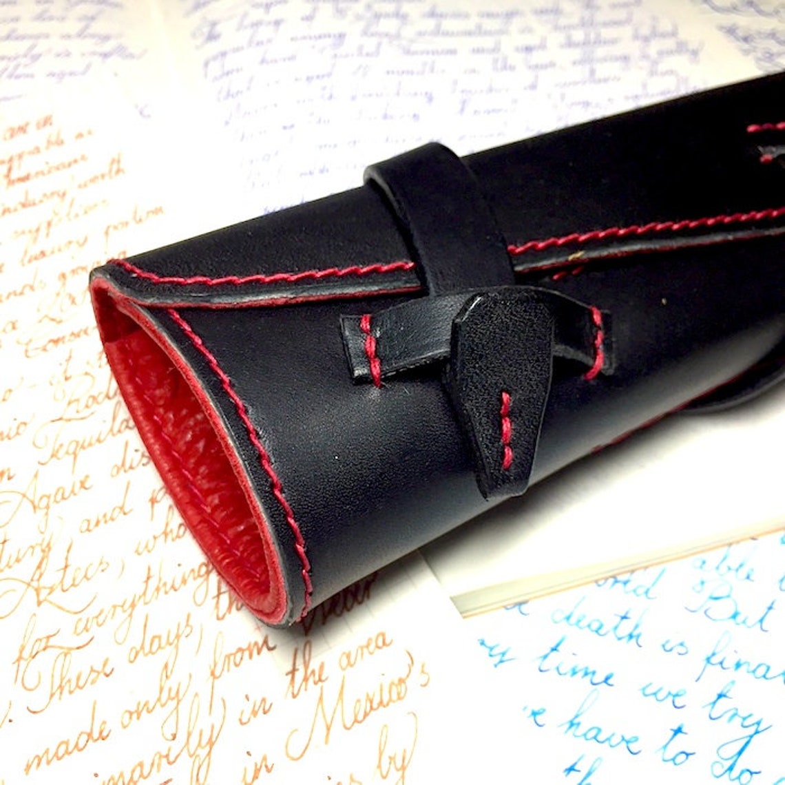Pen Roll Leather Pen Roll Leather Pen Storage Leather Pen - Etsy