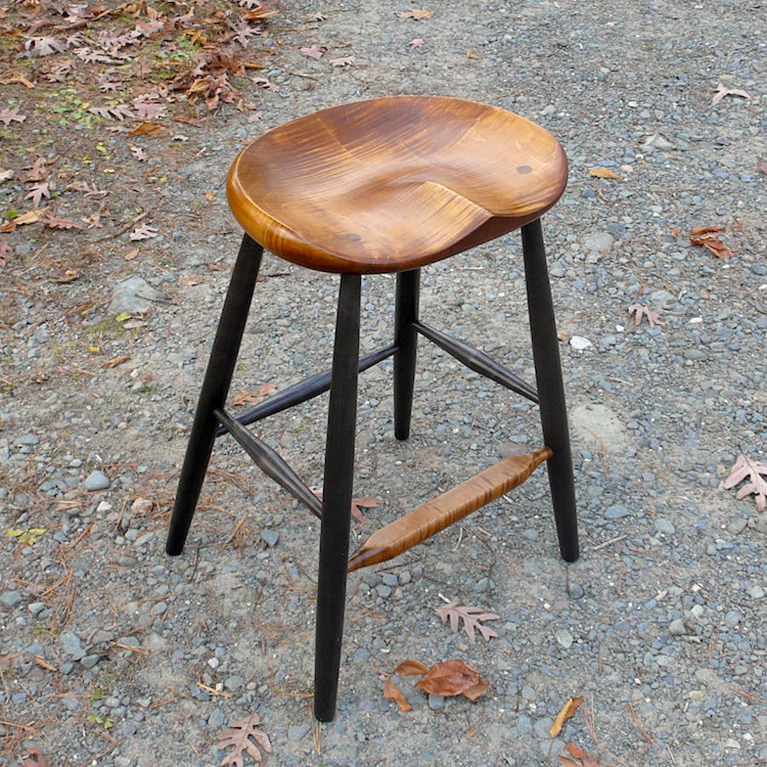 Kitchen Counter Stool, Tiger Maple 25" Tall Stool, Kitchen Island Stool ...
