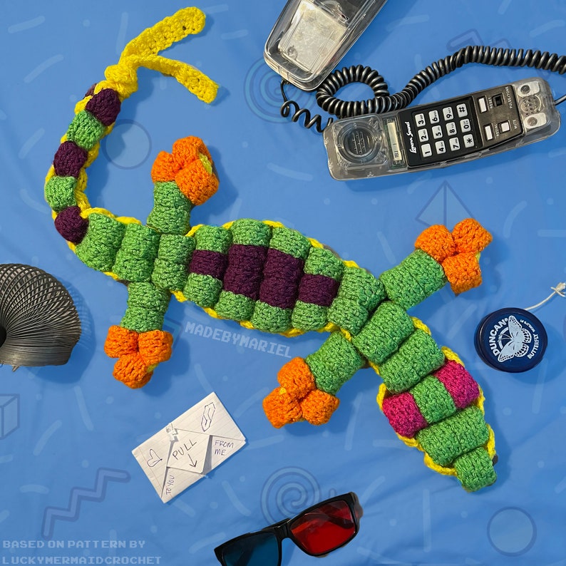 Giant Crochet 90's Retro Beaded Gecko Lizard; Preassembled or DIY - Etsy